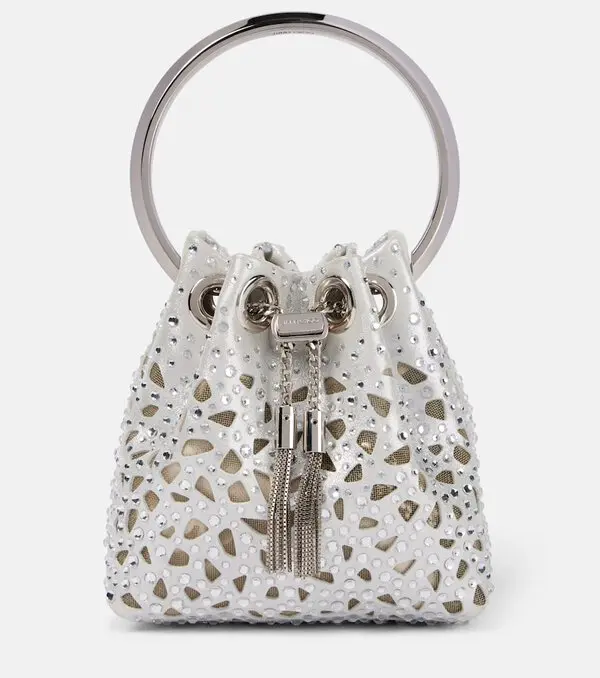 JIMMY CHOO Bon Bon Micro Bucket Bag - Silver