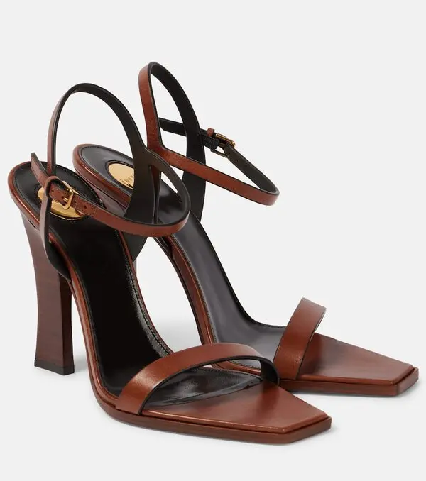 Saint Laurent Susan 110 Leather Sandals - Brown