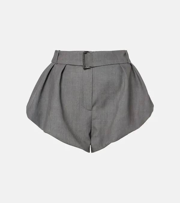 Magda Butrym High-rise Wool And Silk Shorts - Grey