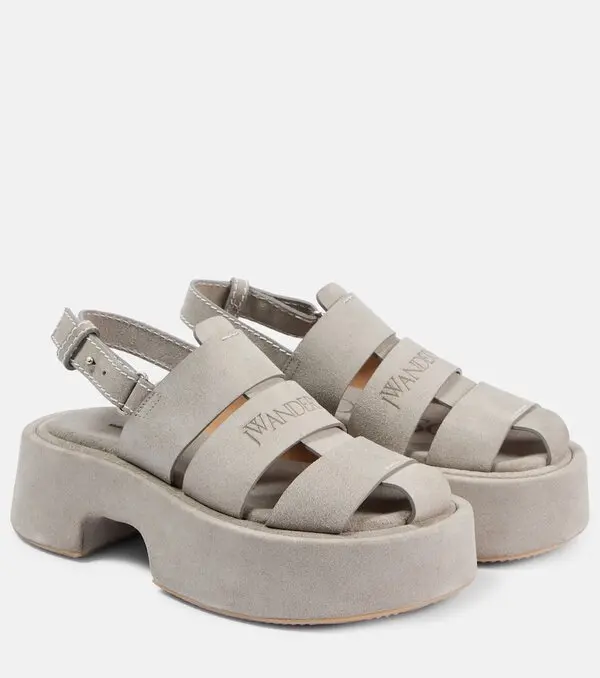 JW Anderson Fisherman Leather Platform Sandals - Grey