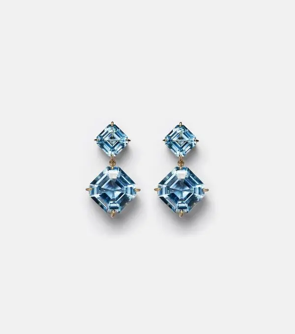 Mateo 14kt Gold Topaz Drop Earrings - Blue