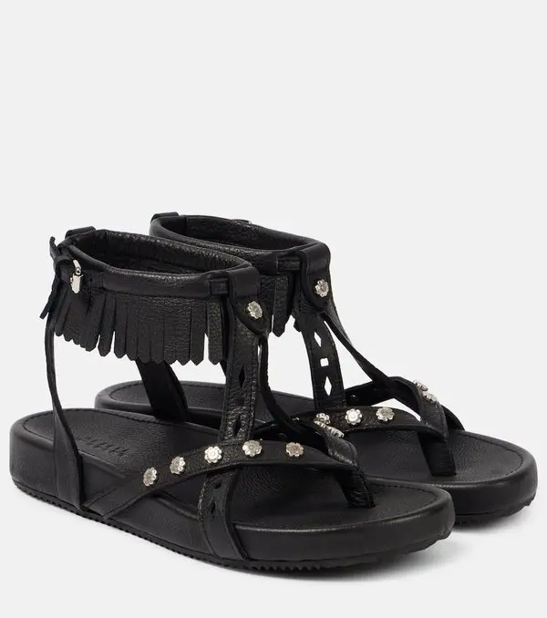 Isabel Marant Silya Studded Leather Sandals - Black