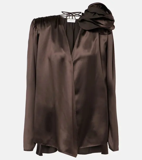 Magda Butrym Silk-blend Satin Blouse - Brown