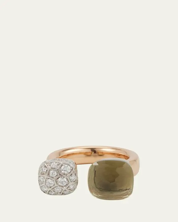 Pomellato Nudo 18k Rose Gold, Prasiolite And Diamond Ring - Two Tone Gold