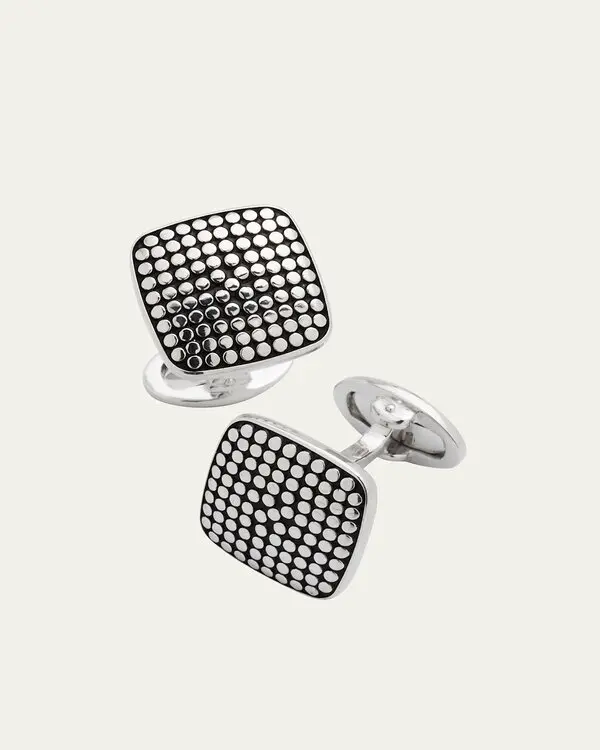 JAN LESLIE Sterling Silver Dotted Square Cufflinks