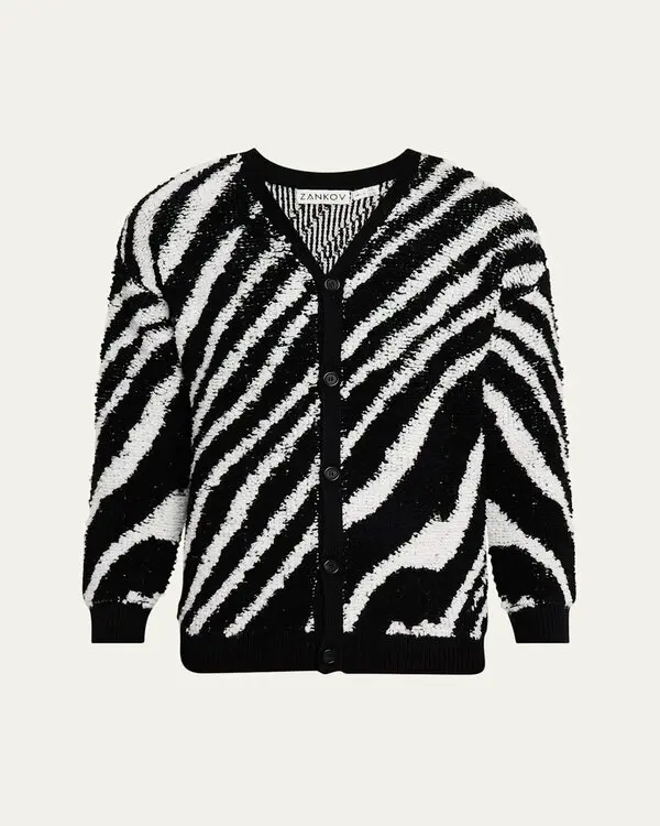 ZANKOV Intarsia Zebra Cardigan