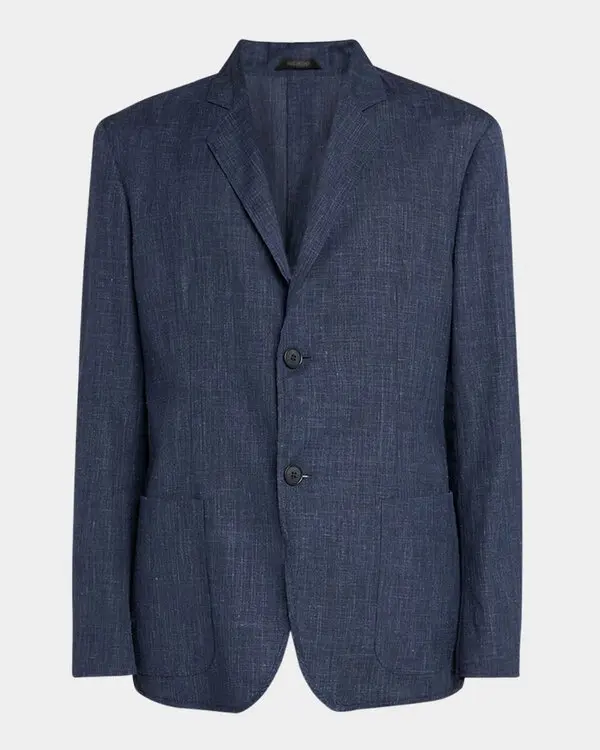 Giorgio Armani Wool-silk Mélange Sport Coat - Dark Blue