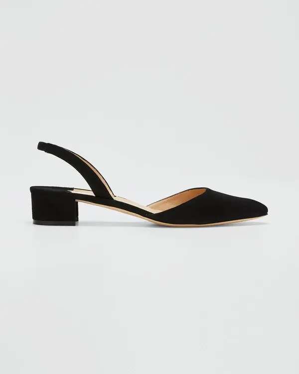 Manolo Blahnik Aspro Suede Slingback Pumps - Black