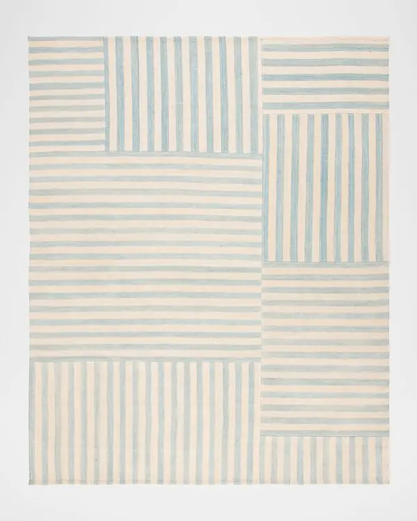 Ralph Lauren Celeste Stripe Patch Hand-woven Rug, 4' X 6 - Sky