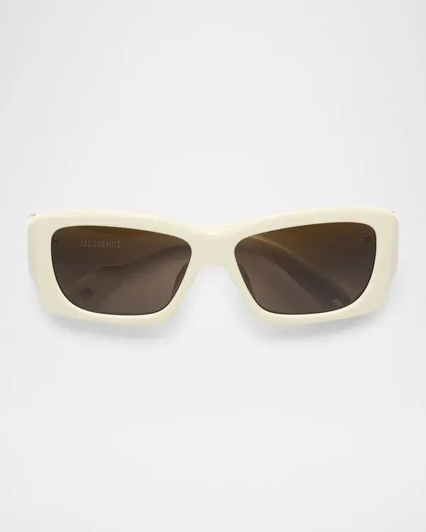 Jacquemus Croisière Rectangle Sunglasses - Sand Gold Brown