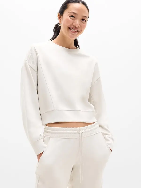 Athleta Seasoft Rib Crewneck Sweatshirt - Bone