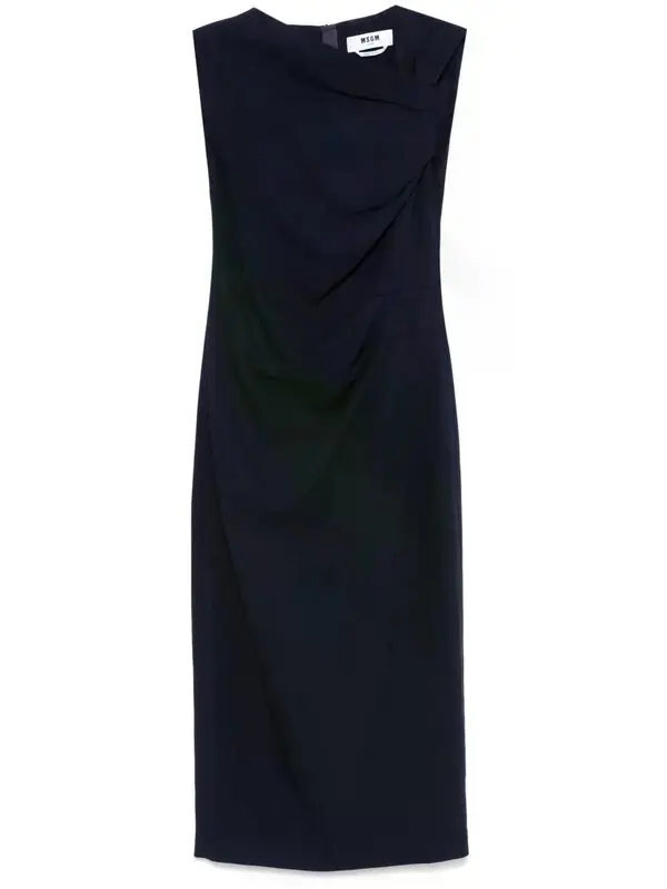 MSGM Twist-detail Midi Dress - Blue