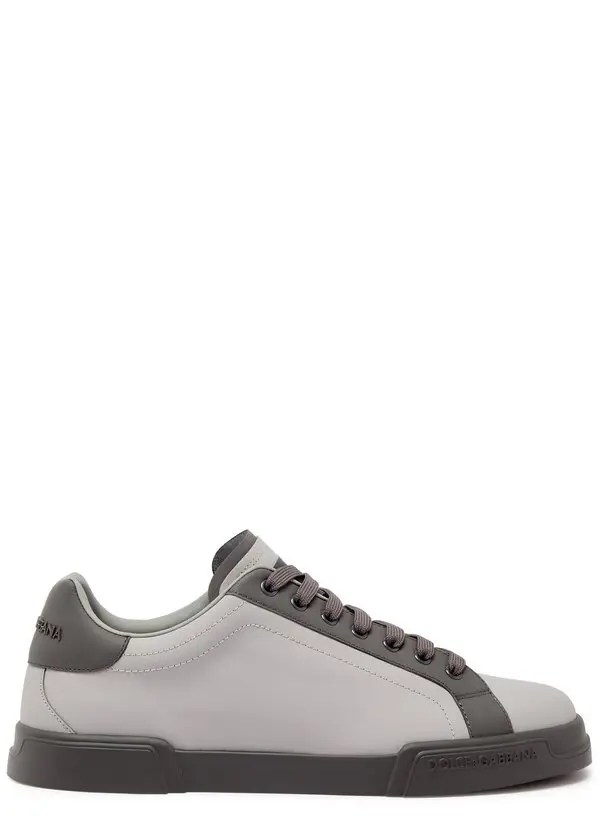 Dolce & Gabbana Portofino Leather Sneakers - Grey