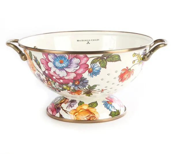 MACKENZIE-CHILDS White Flower Market Large Cola Nder - One-color