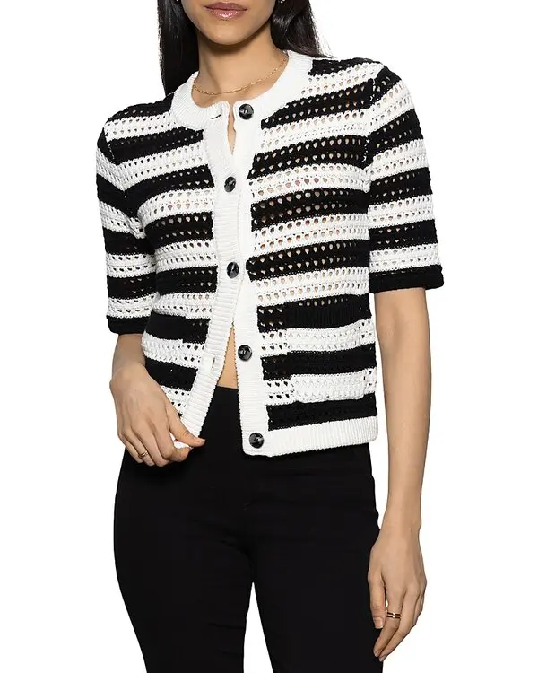 Sanctuary Crewneck Cardigan Sweater - Chalk Black
