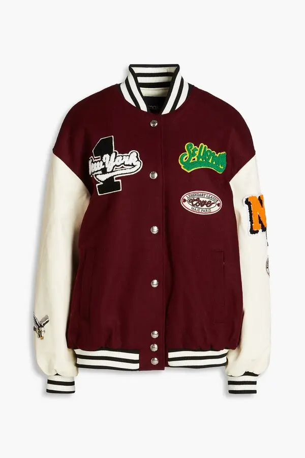 Maje Appliquéd Wool-blend Felt Bomber Jacket