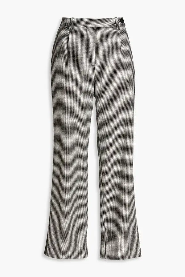 Maje Pleated Houndstooth Tweed Wide-leg Trousers