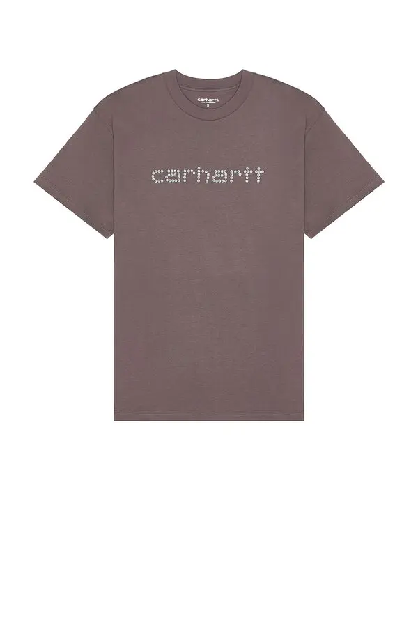 Carhartt Work In Progress S/s Rivet Script T-shirt In Grey - Manta