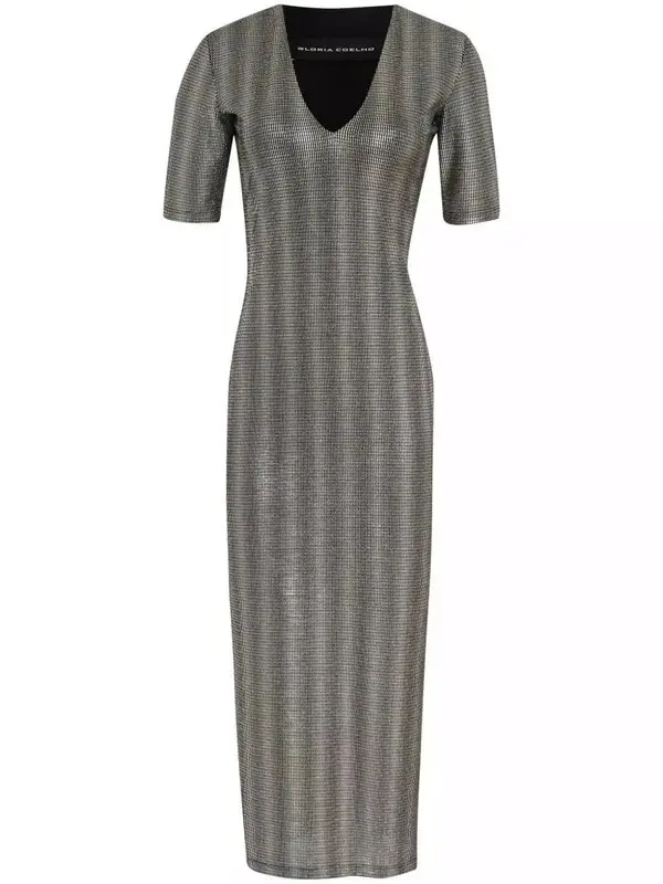 GLORIA COELHO Mesh Shoulder-pads Midi Dress