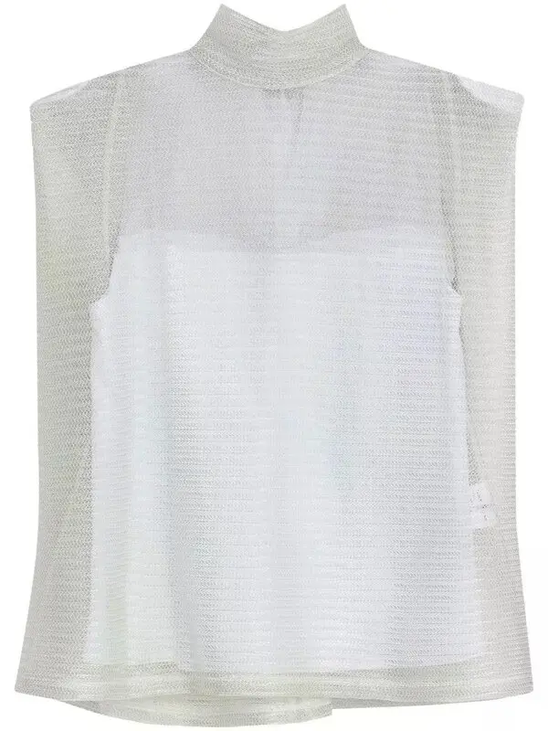 GLORIA COELHO Metallic Mesh Top
