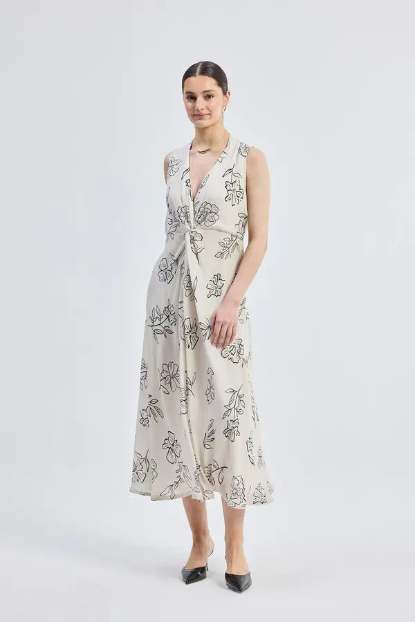 REISTOR Front Twist Maxi Dress - Floral