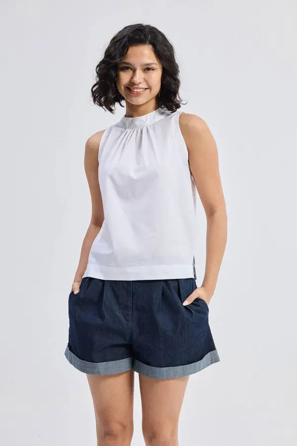 REISTOR High-neck Top With Gathers