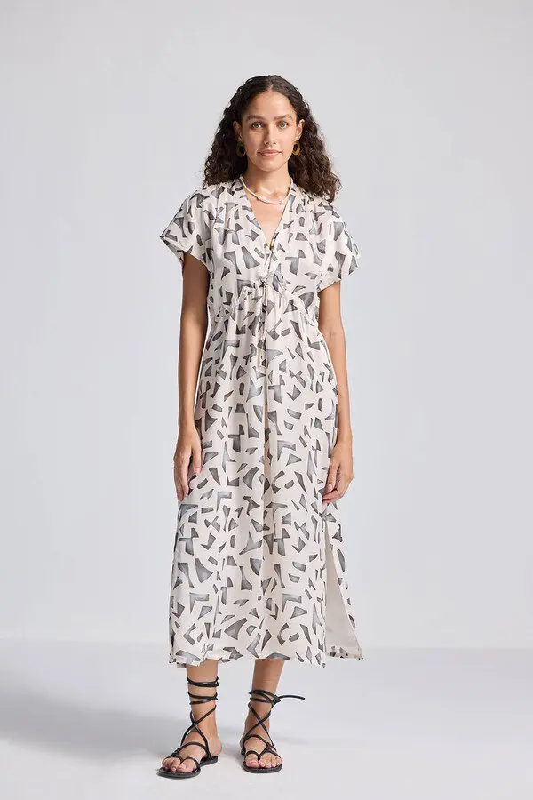 REISTOR Gathered Maxi Dress With Side Slits - Multicolor