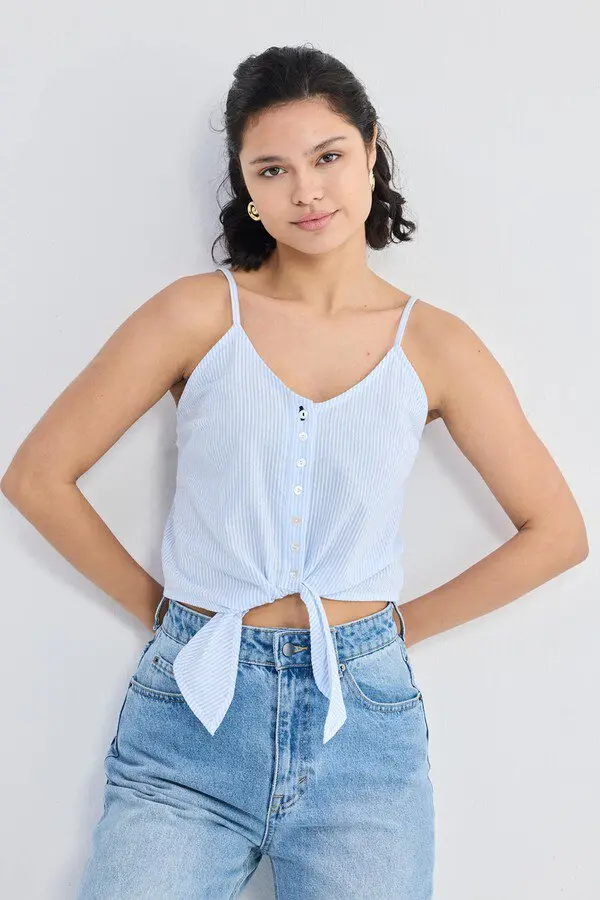 REISTOR Striped Cotton Seersucker Camisole - Stripe