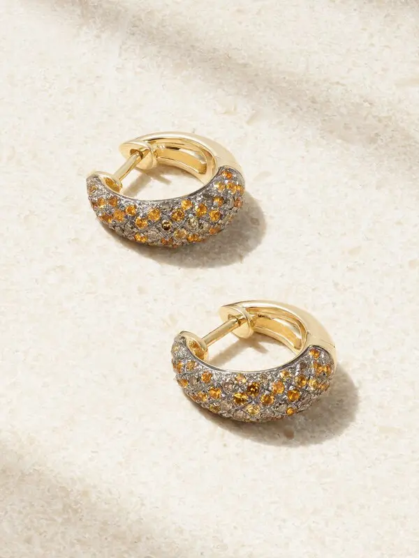 Yvonne Léon 9-karat Diamond And Citrine Hoop Earrings