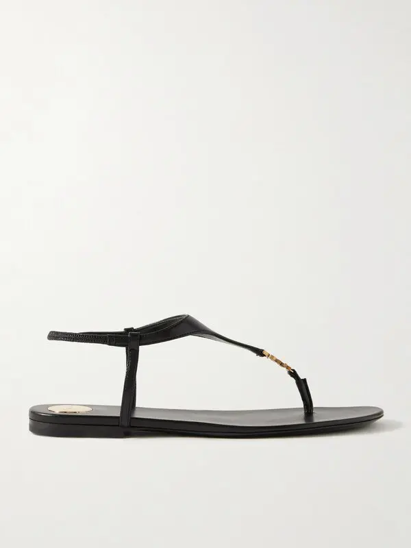 Saint Laurent Cassandra Leather Sandals - Black