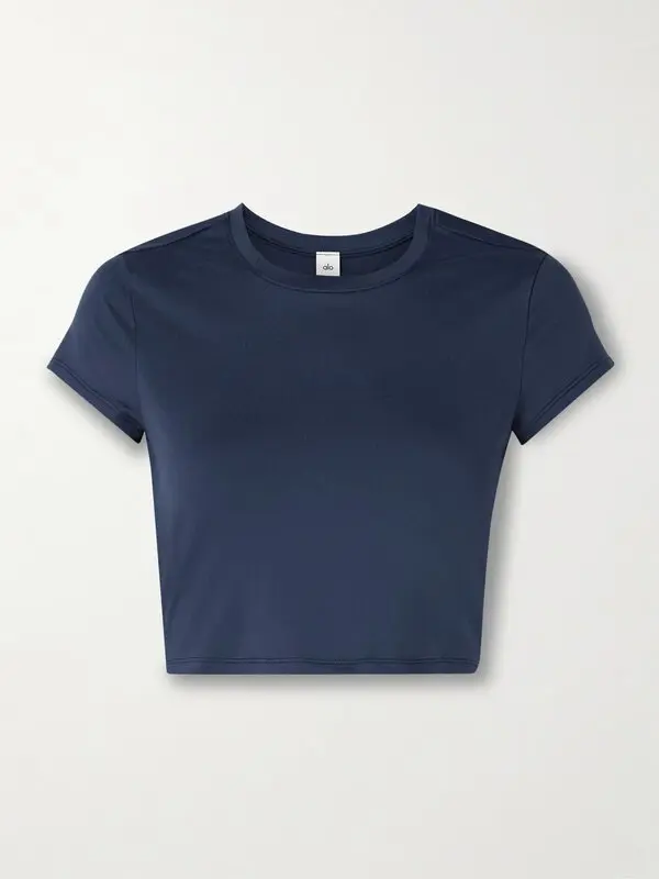 Alo Yoga Finesse Cropped Alosoft Jersey Top - Blue