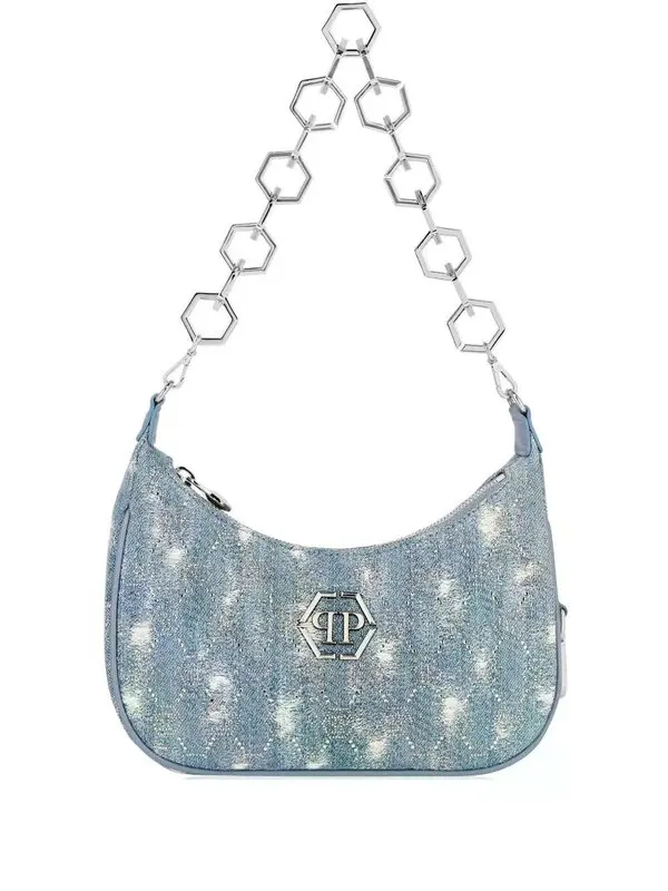 Philipp Plein Monogram Denim Shoulder Bag - Blue