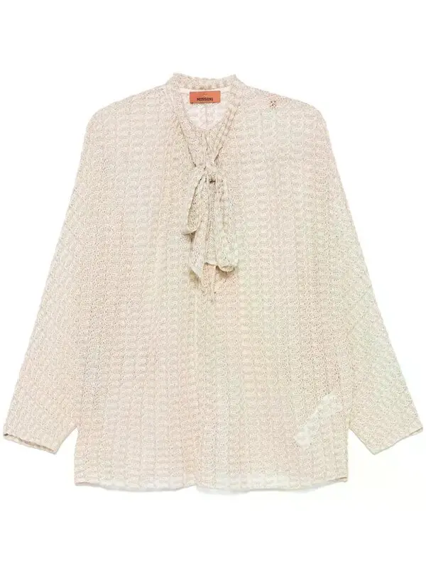 Missoni Sash-collar Lamé Blouse - Neutrals