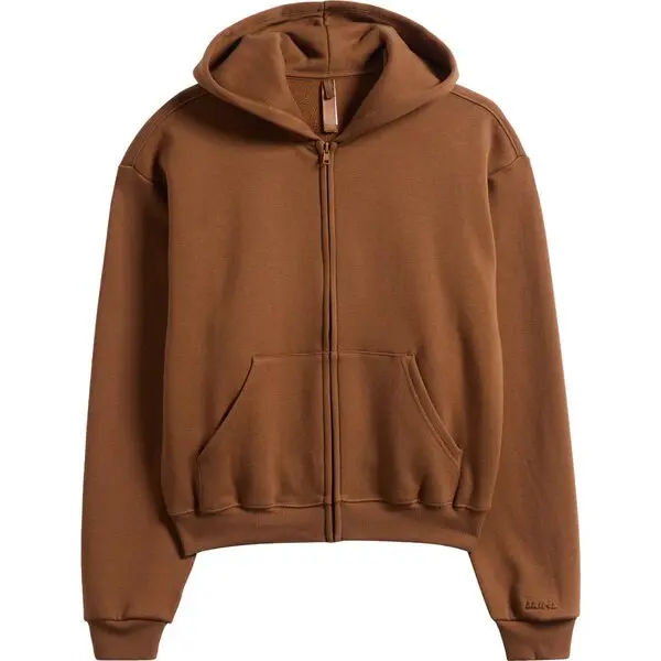 SKIMS Cotton Fleece Blend Classic Zip-up Hoodie - Bison