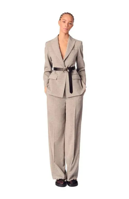 Maje Belted Suit Jacket - Grey