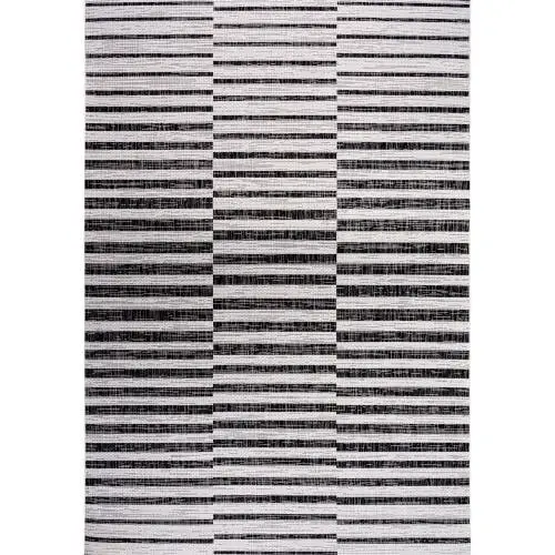 JONATHAN Y Sukie Modern Offset Stripe Indoor/outdoor Area Rug - Ivory/black