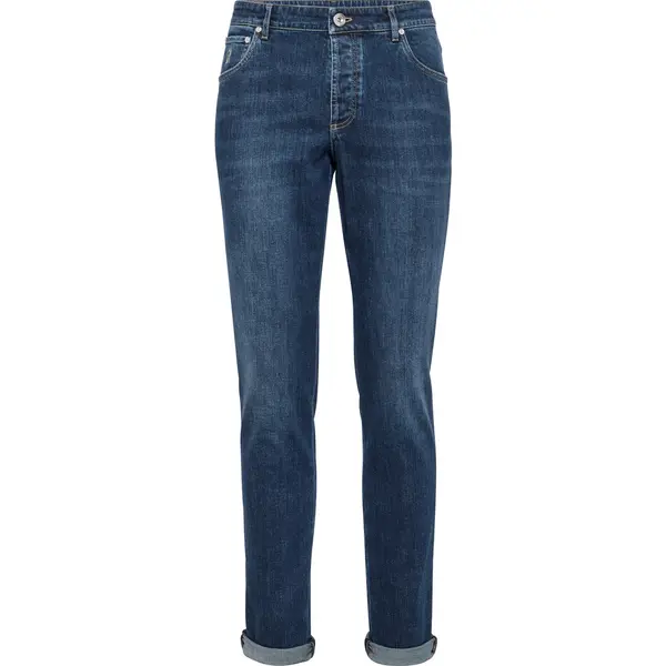 Brunello Cucinelli Slim-fit Five-pocket Trousers - Medium Denim