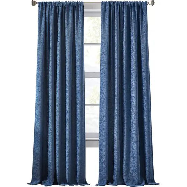 Dkny Set Of 2 Bouclé Chenille Curtain Panels - Indigo
