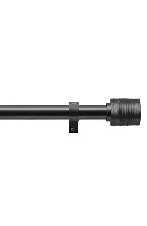 Dkny Fin Adjustable Curtain Rod & Finial Set - Black