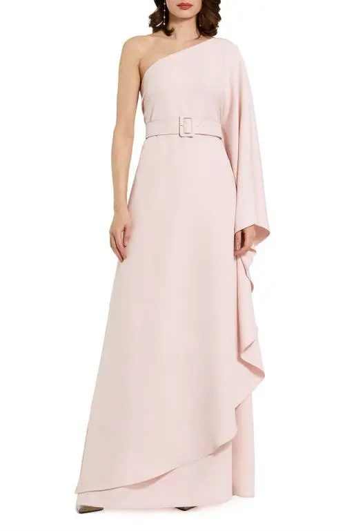 Mac Duggal Crepe One Sleeve Belted Kaftan Dress