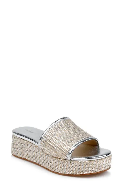 L'Agence Inaya Platform Sandal - Silver Rafia