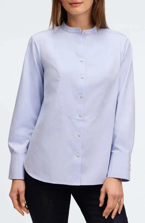 Foxcroft Kris Tux Bib Cotton Button-up Shirt - Blue Wave