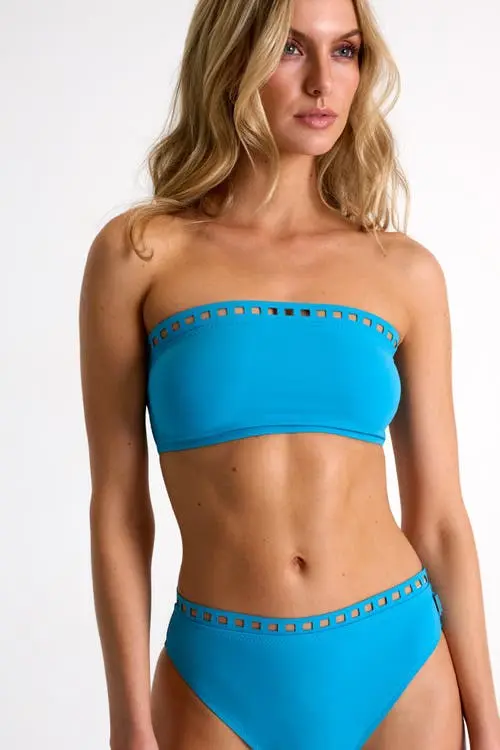 Shan Bandeau Bikini Top With Cutouts - Blue