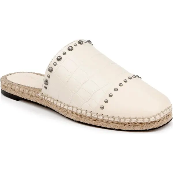 L'Agence Helenor Croc-embossed Mule - Ecru