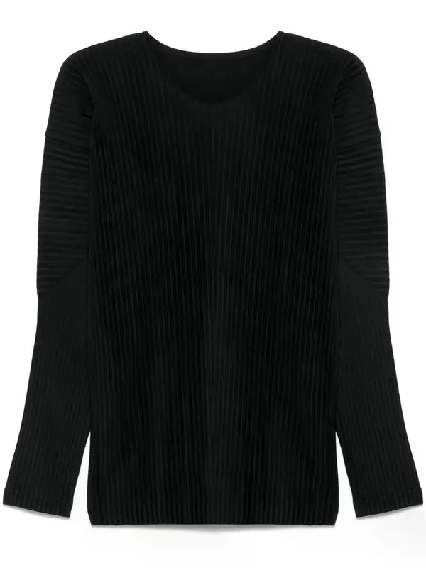 Issey Miyake Plissé-effect T-shirt - Black