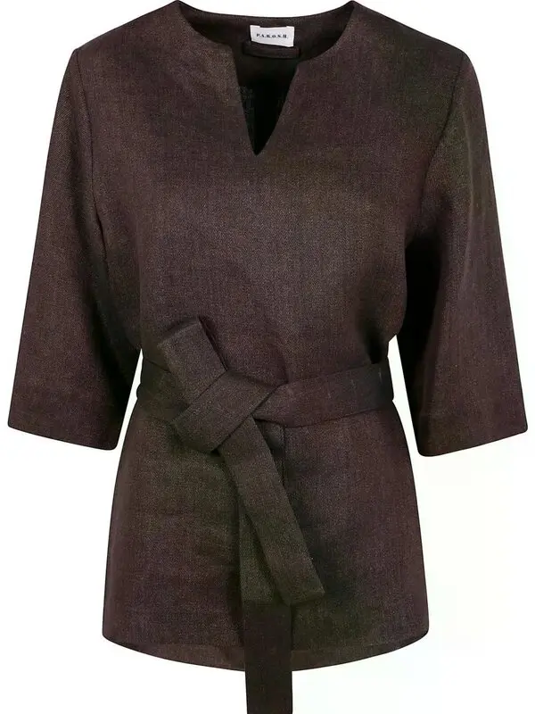 P.a.r.o.s.h Belted Blouse - Brown