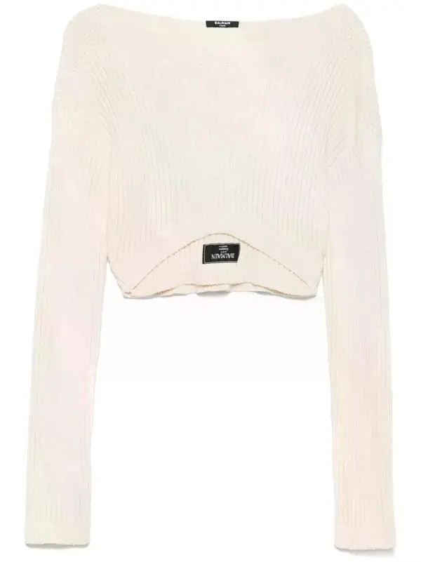 Balmain Boat-neck Ribbed Top - Neutrals