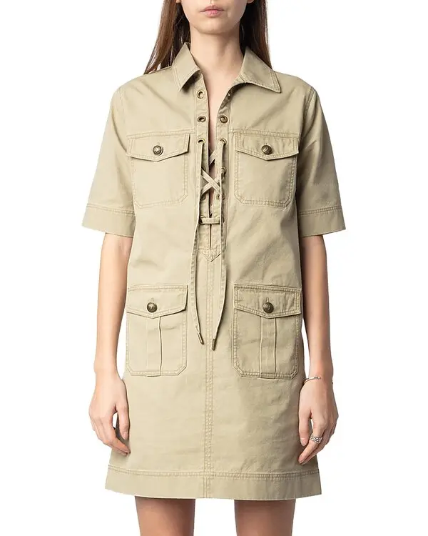 Zadig&Voltaire Record Military Mini Dress - Latte