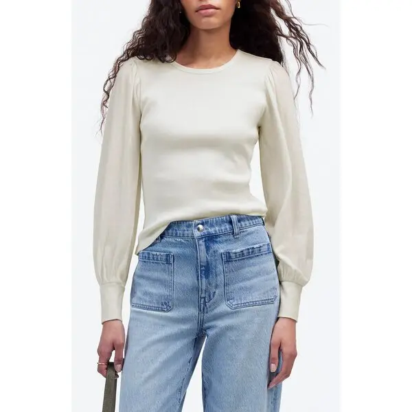 Madewell Puff Sleeve Rib Top