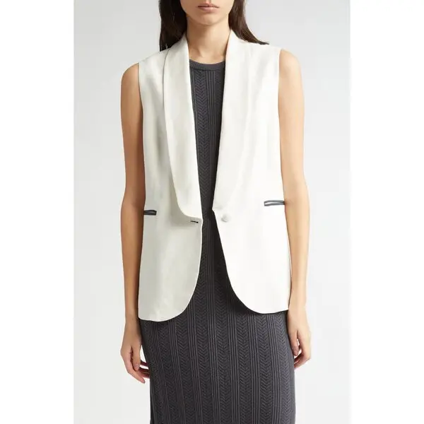 Eleventy Shawl Collar Vest - White